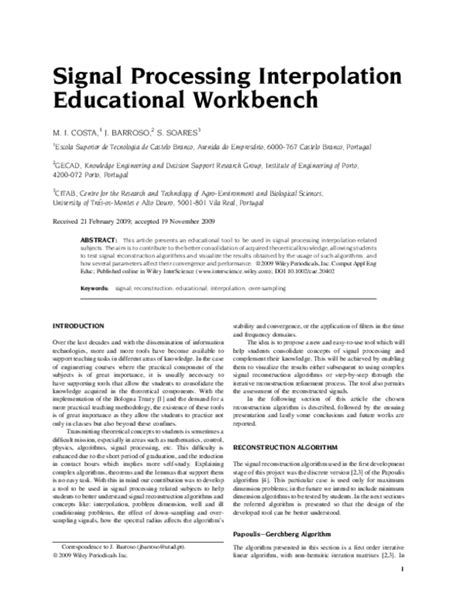 Pdf Signal Processing Interpolation Educational Workbench Salviano Pinto Soares