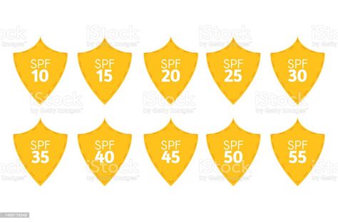 자외선 차단제 제품의 아이콘입니다 흰색 배경에 격리 된 플랫 Spf 자외선 차단 아이콘 세트입니다 Spf 30 50 태양 자외선 차단 벡터 일러스트 개념에 대한 스톡 벡터