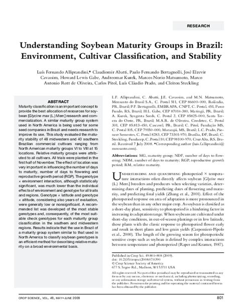 Pdf Understanding Soybean Maturity Groups In Brazil Environment