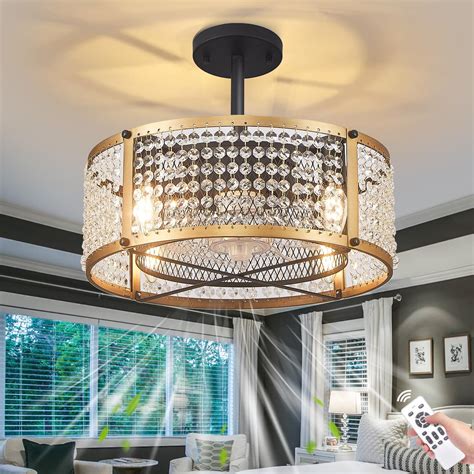 Lodadra 42 Crystal Ceiling Fan With Lights And Remote Modern