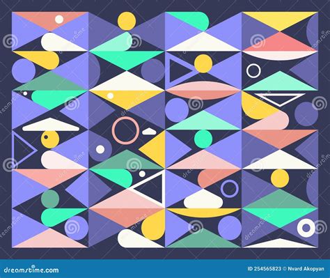 Modern Grid Pattern With Different Geometric Shapes Stock Vector