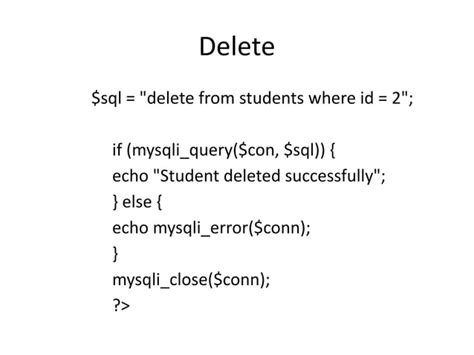 Basics Of Working With Php And Mysqlpptx