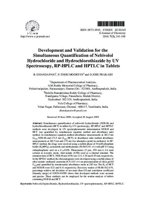 Pdf Development And Validation For The Simultaneous Quantification Of