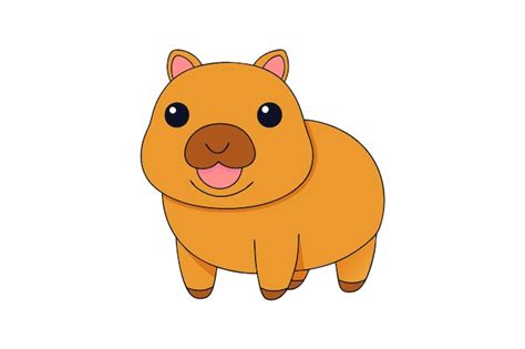 Капибара Векторная иллюстрация Linocut Kawaii Карикатура Клипарт Амп Линейный художественный