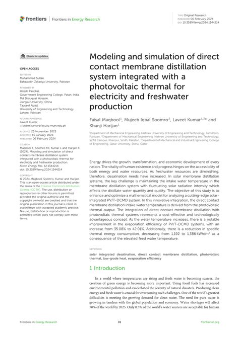 Pdf Modeling And Simulation Of Direct Contact Membrane Distillation System Integrated With A