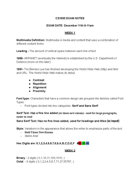 Cs 1033 Exam Notes Uwo 2021 Cs1033 Exam Notes Exam Date December