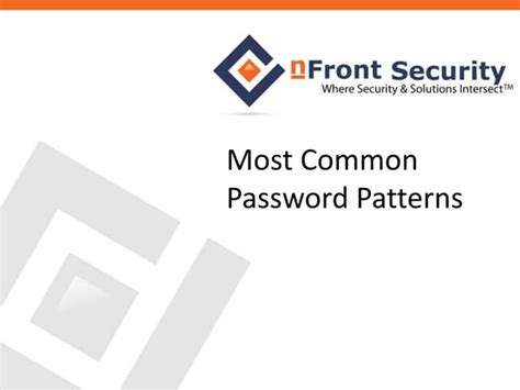 Common Password Patterns Ppt