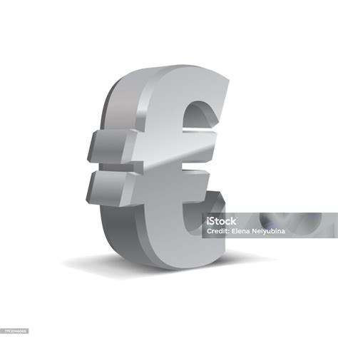 회색 실버 3d 유로 기호입니다 통화 기호입니다 벡터 일러스트레이션 흰색 배경에서 격리 3차원 형태에 대한 스톡 벡터 아트 및