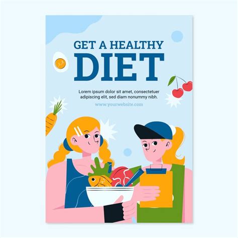 손으로 그린 피트니스 영양 포스터 템플릿 무료 벡터