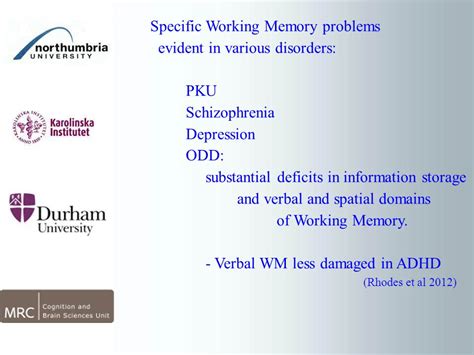 Working Memory And Adhd Prof Maurice Place Ppt Download