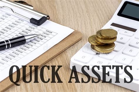 Quick Assets Text With Chart And Calculator And Coins Business