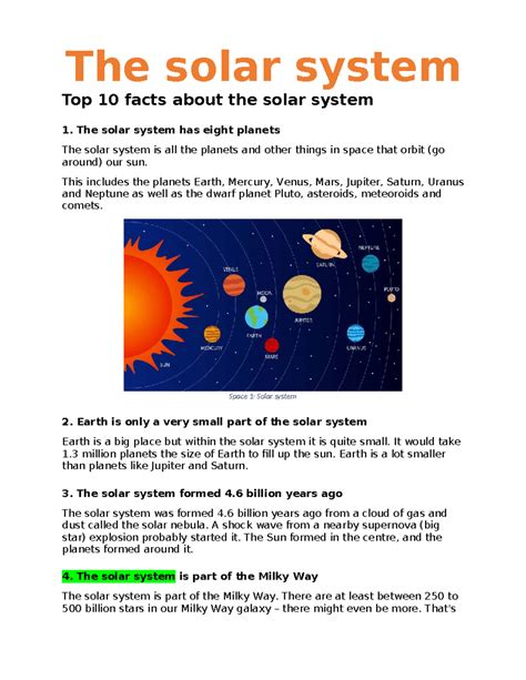 Facts About The Eight Planets In The Solar System