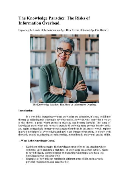 The Knowledge Paradox The Risks Of Information Overloadpdf