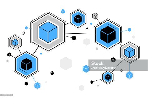 Abstract Tech Geometric Vector Background Connected Cubes Technology