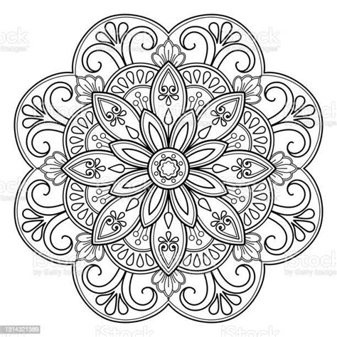 만다라 패턴 색칠 공부 벽지 디자인 아트 타일 무늬 인사말 카드 스티커 끈 무늬와 문신 요가 디자인 손으로 그린 만다라 벡터 흰색 배경에 꽃 식물에 대한 스톡 벡터 아트 및