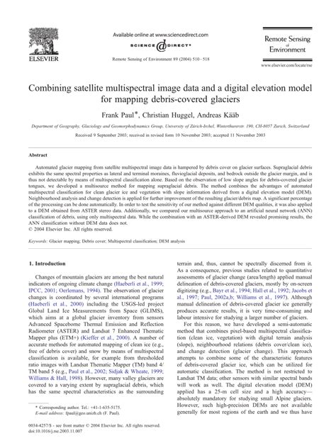 Pdf Combining Satellite Multispectral Image Data And A Digital Elevation Model For Mapping