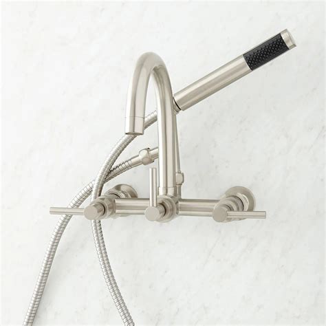 Sebastian Wall Mount Tub Faucet With Lever Handles And 4 Wall Couplers
