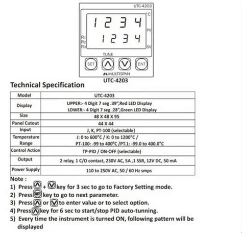 multispan utc 4203 pid on off temperature controllers at rs 2655 in