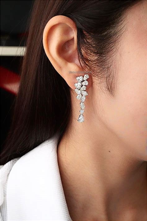 ต่างหูเพชร Pearheartmarquiseround รวม 24 Pcs 939 Ct สี F ความสะอาด