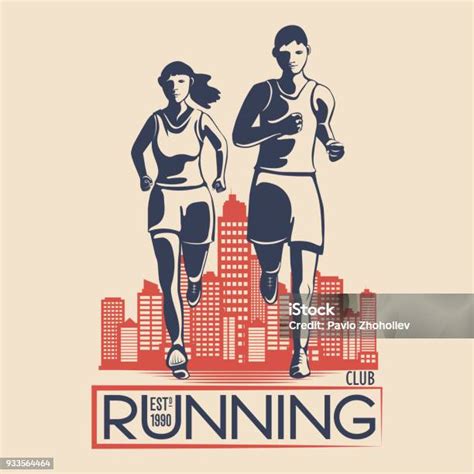 실행 중인 클럽에 대 한 고유의 로고 디자인입니다 스포츠 조직 대회 마라톤에 대 한 기호입니다 벡터 일러스트 레이 션 달리기에 대한 스톡 벡터 아트 및 기타 이미지 Istock