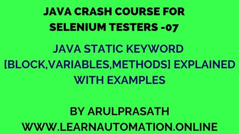 Java Crash Course 07 Java Static Keyword Explained Tamil Java