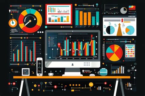 Premium Photo Business Analytics Workspace With Graphs And Charts