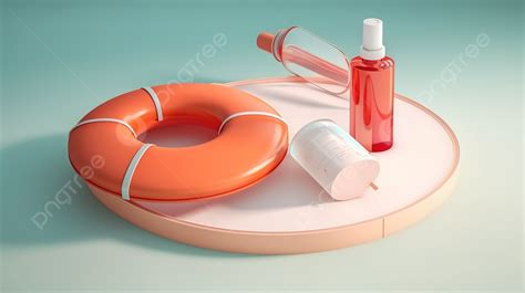 수영 링과 비치 파라솔이 있는 해변 준비 스킨케어 루틴의 3d 그림 수영 반지 사람들 여름 자외선 차단제 배경 일러스트 및 사진 무료 다운로드 Pngtree