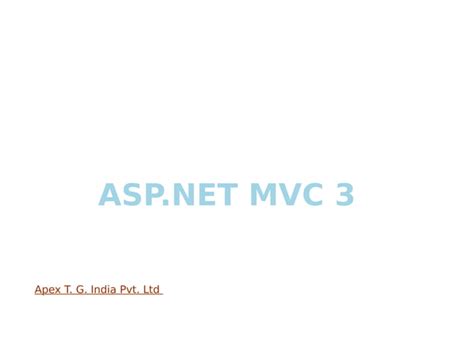Training In Mvc3 Platform Apextginoidaaspnetmvc3 J Query Ppt