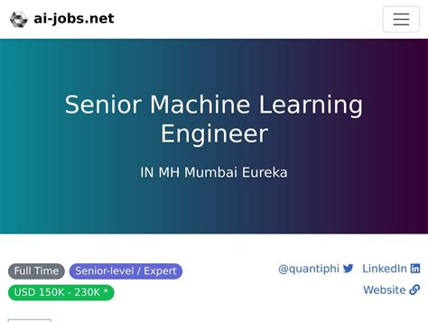 Hiring Senior Machine Learning Engineer In In Mh Mumbai Eureka Rai