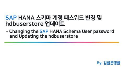SAP HANA 스키마 계정 패스워드 변경 및 hdbuserstore 업데이트 Changing the SAP HANA Schema User password and