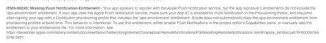 App Store Missing Push Notification Entitlement