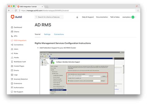 Active Directory RMS Single Sign On Integration