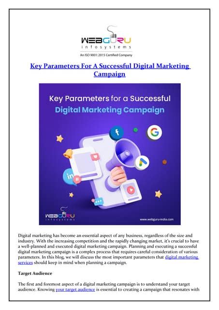 Key Parameters For A Successful Digital Marketing Campaignpdf