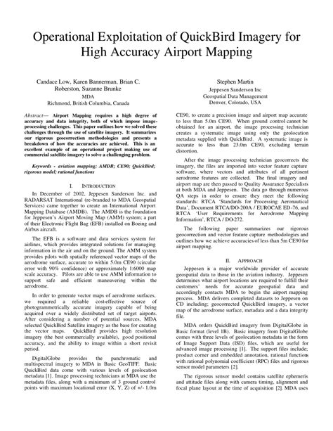 Pdf Operational Exploitation Of Quickbird Imagery For High Accuracy Airport Mapping