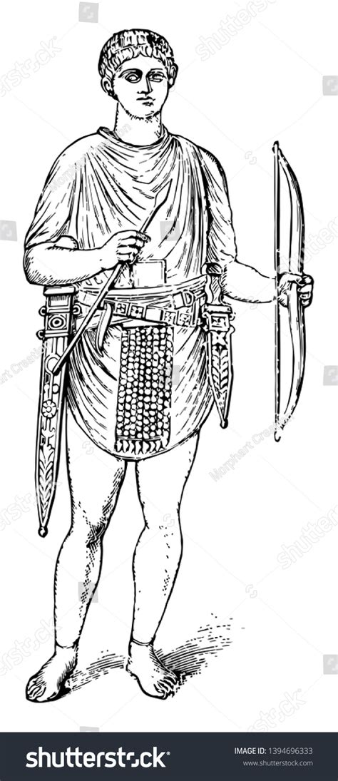Archer Roman Empire Vintage Line Drawing Stock Vector Royalty Free