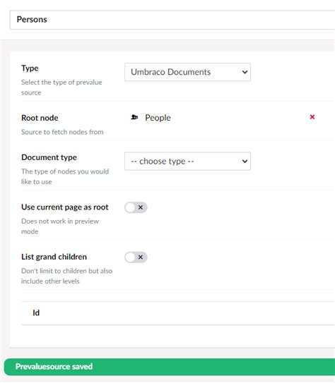Umbraco Documents Prevalue Source Requires Document Type And Doesn T