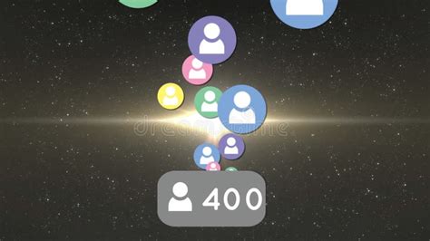 Animation Of Profile Icon With Increasing Numbers Against Light Spot In Space Stock Footage