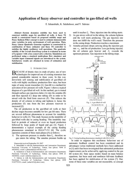Pdf Application Of Fuzzy Observer And Controller In Gas Lifted Oil Wells