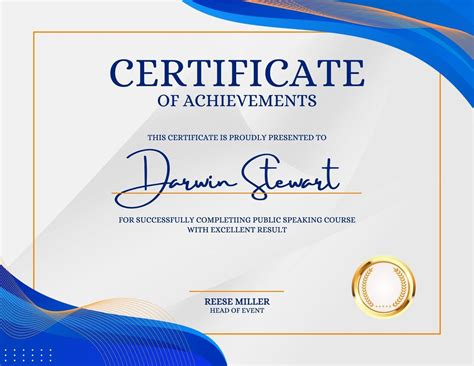 White Blue Public Speaking Certificate Of Achievements 48364720 Template