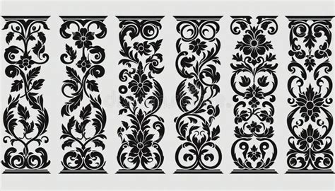 Georgian Floral And Vine Border Silhouette Ornament Stock Vector