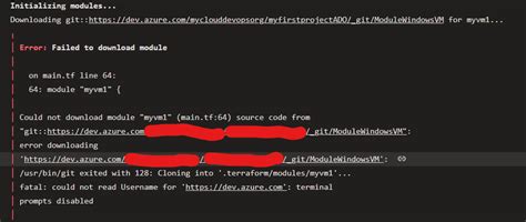 Azure Re Use Terraform Module Using Pat Token Access Failed To Download Module Error Stack
