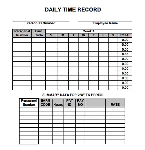 Daily Time Record Form Excel Design Talk