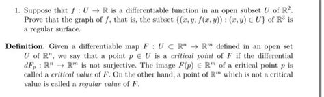solved 1 suppose that f u→r is a differentiable function in