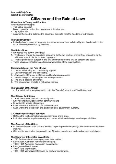 Week 9 Lecture Notes Week 9 Law And Dis Order Week 9 Lecture
