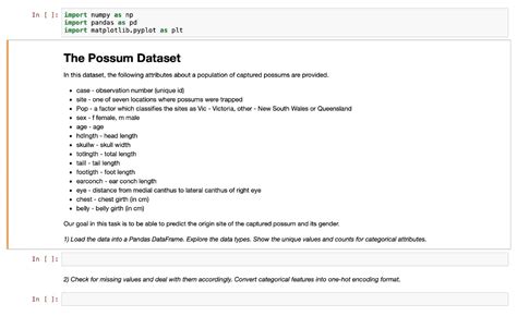 1 Import Numpy Import Pandas Import Matplotlibpyplot As Plt The Possum