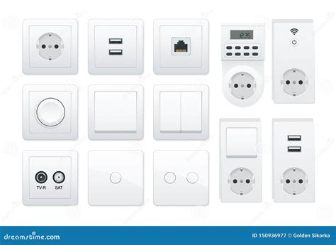 Switches And Sockets Set All Types Ac Power Sockets Realistic