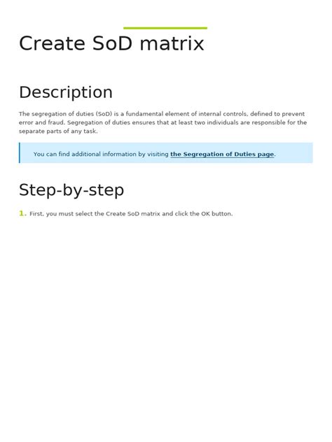Create Sod Matrix 1 Pdf