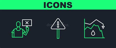 Set Line Drop In Crude Oil Price Nature Saving Protest And Exclamation