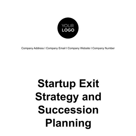 Startup Exit Strategy And Succession Planning Template Edit Online