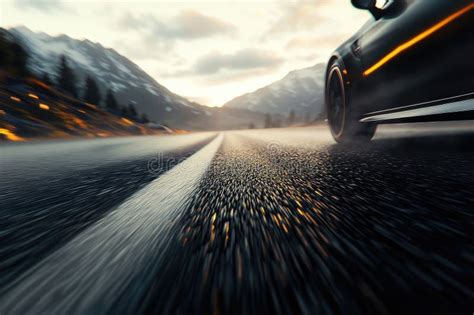 Dynamic Low Angle Road View With Car Motion Stock Image Image Of